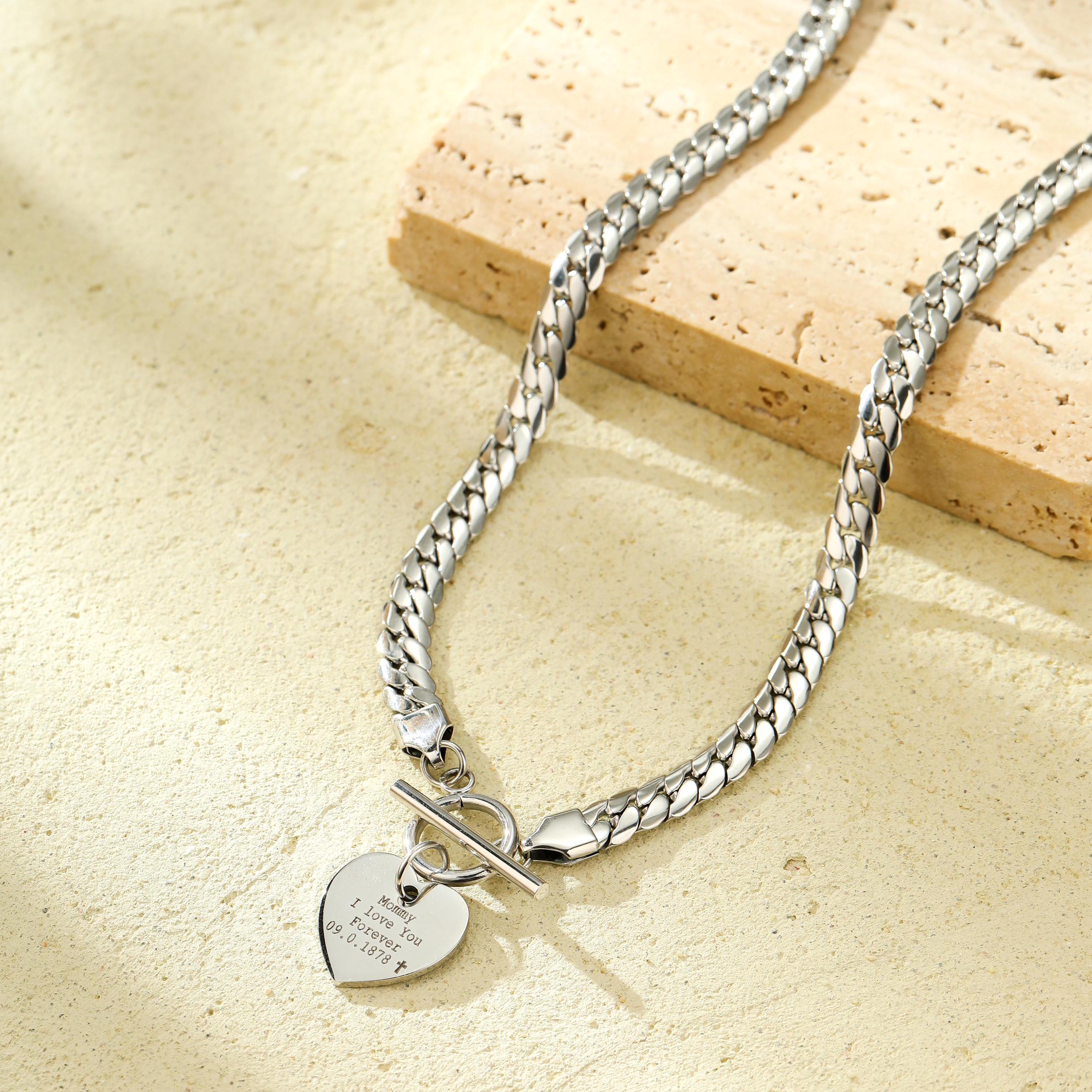 Custom Engraved Heart Necklace,18k Gold Finish Heart Charm ...