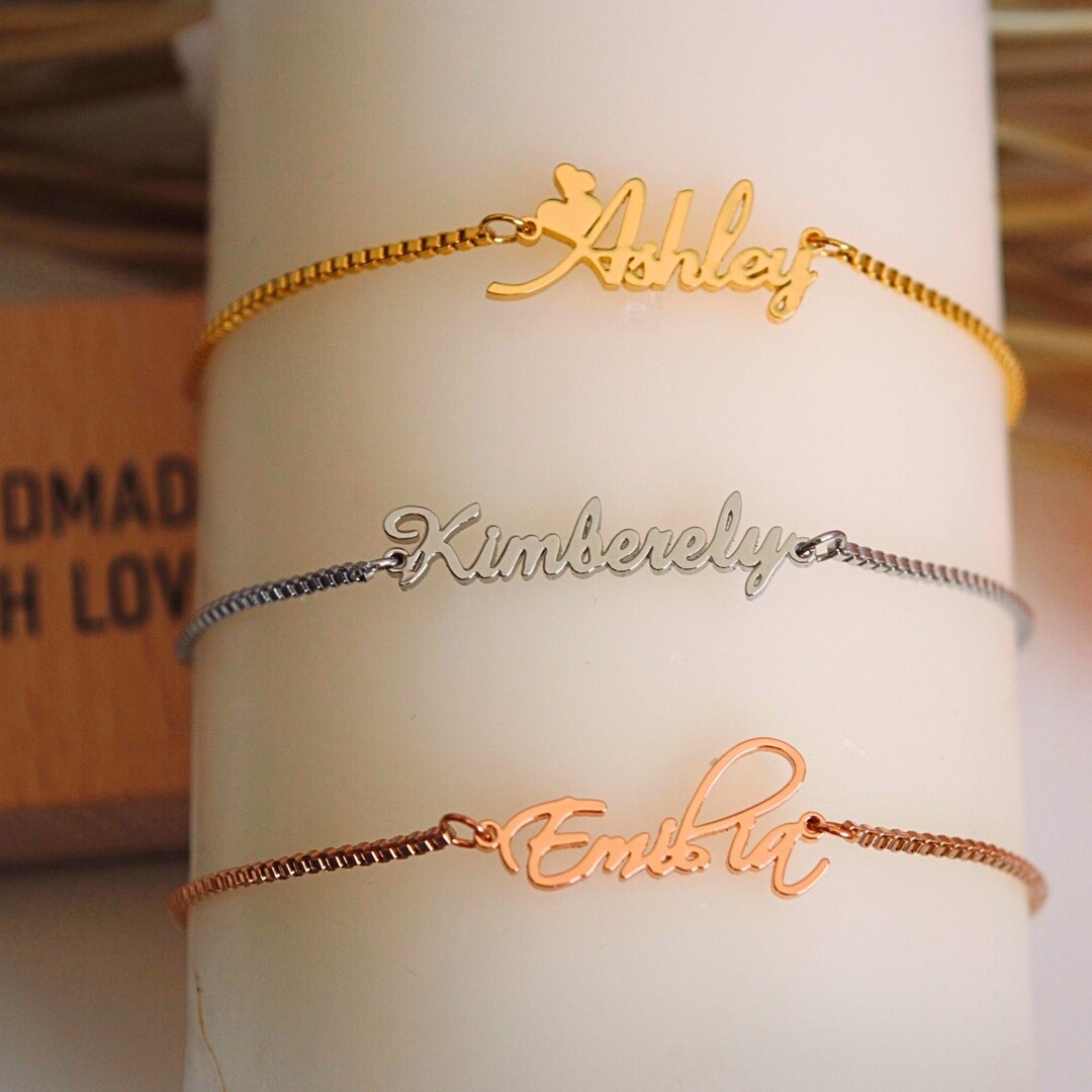 Personalised Adjustable Name Bracelet, Custom Nameplate Bracelet for ...