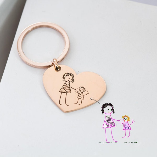 Kids Drawing Keychain - Etsy