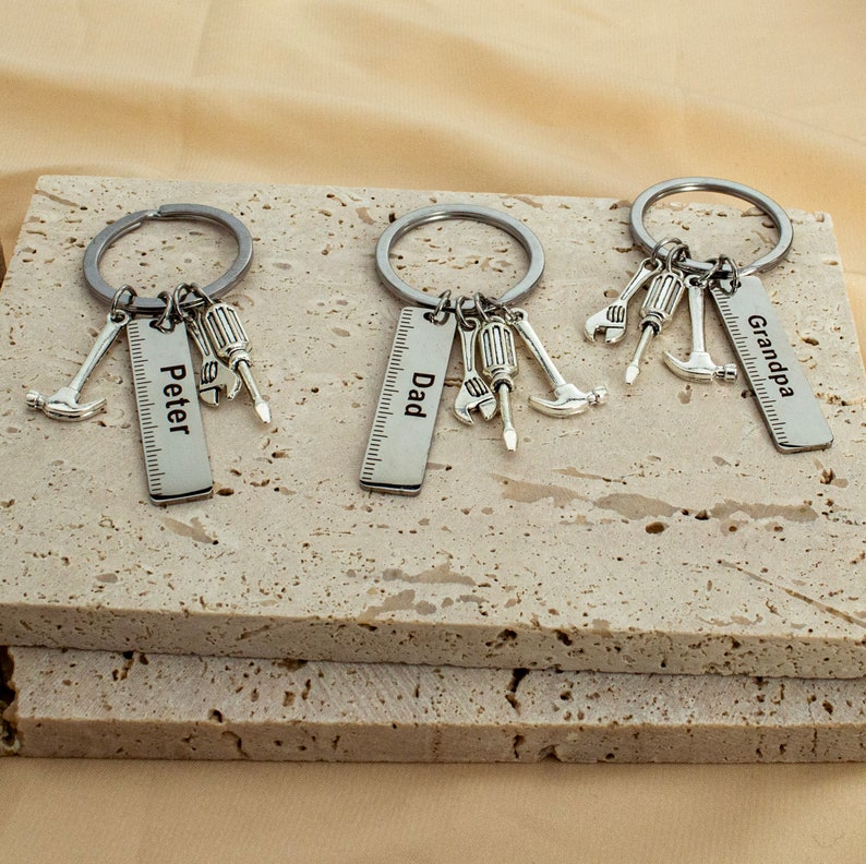 Personalized Dad Tool Kit Keychain, Custom Keychain Gift for Father ...