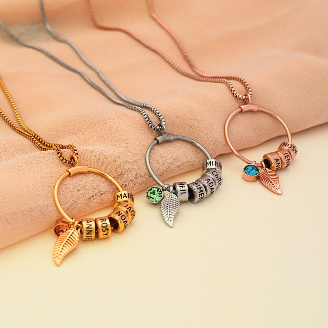 Personalized Family Names Birthstone Necklace for Women, Custom ...