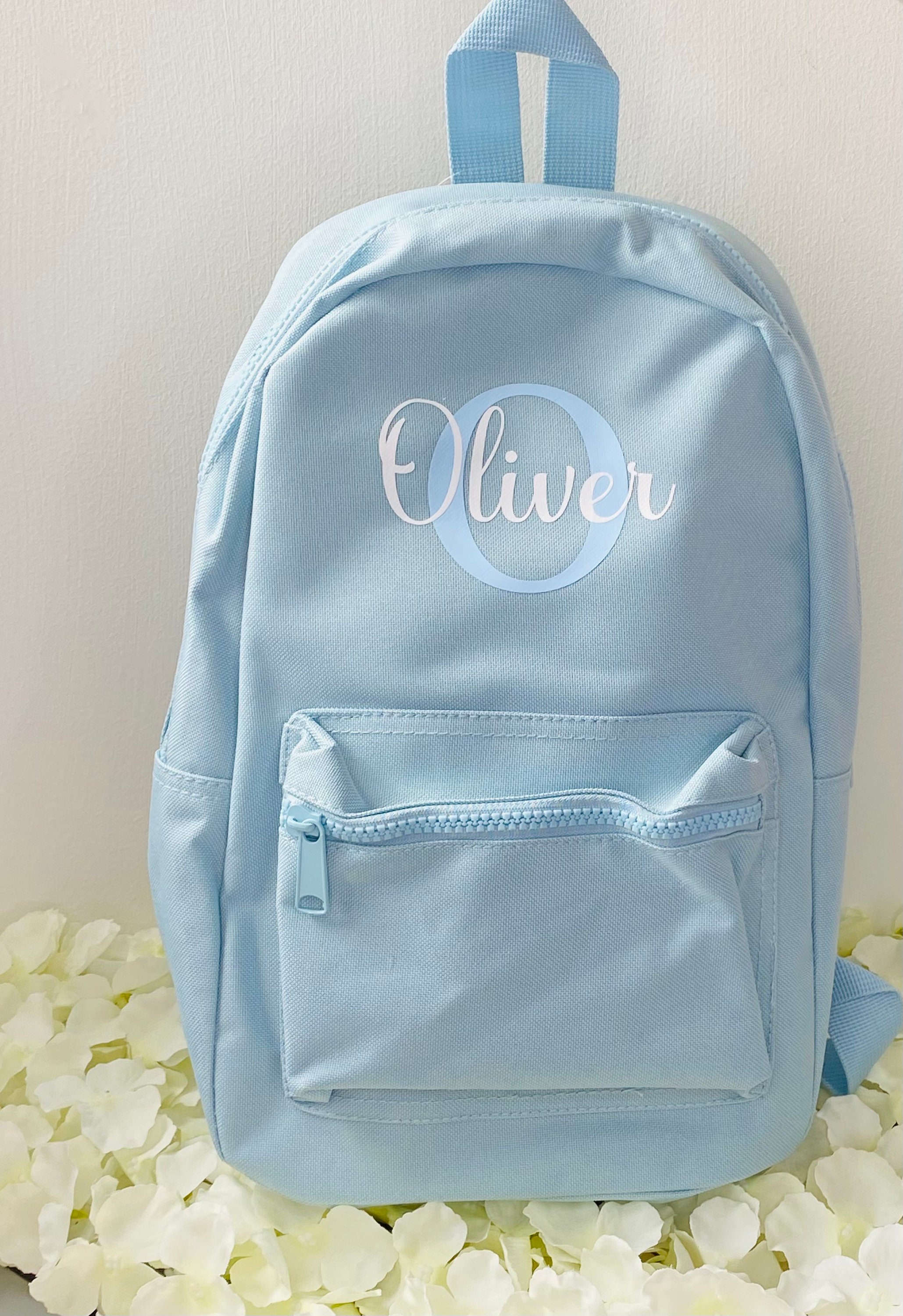 Personalised Back Pack, Pale Blue Back Pack, Bag With Name On, Rucksack ...