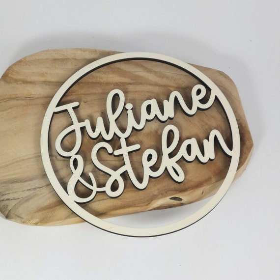 Round Wooden Sign Wedding Sign Wedding Gift Name Tag - Etsy