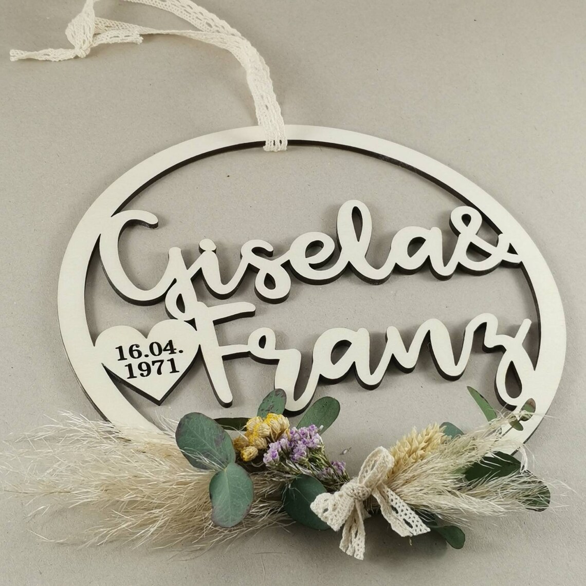 Round Wooden Sign Wedding Sign Wedding Gift Wooden Name | Etsy