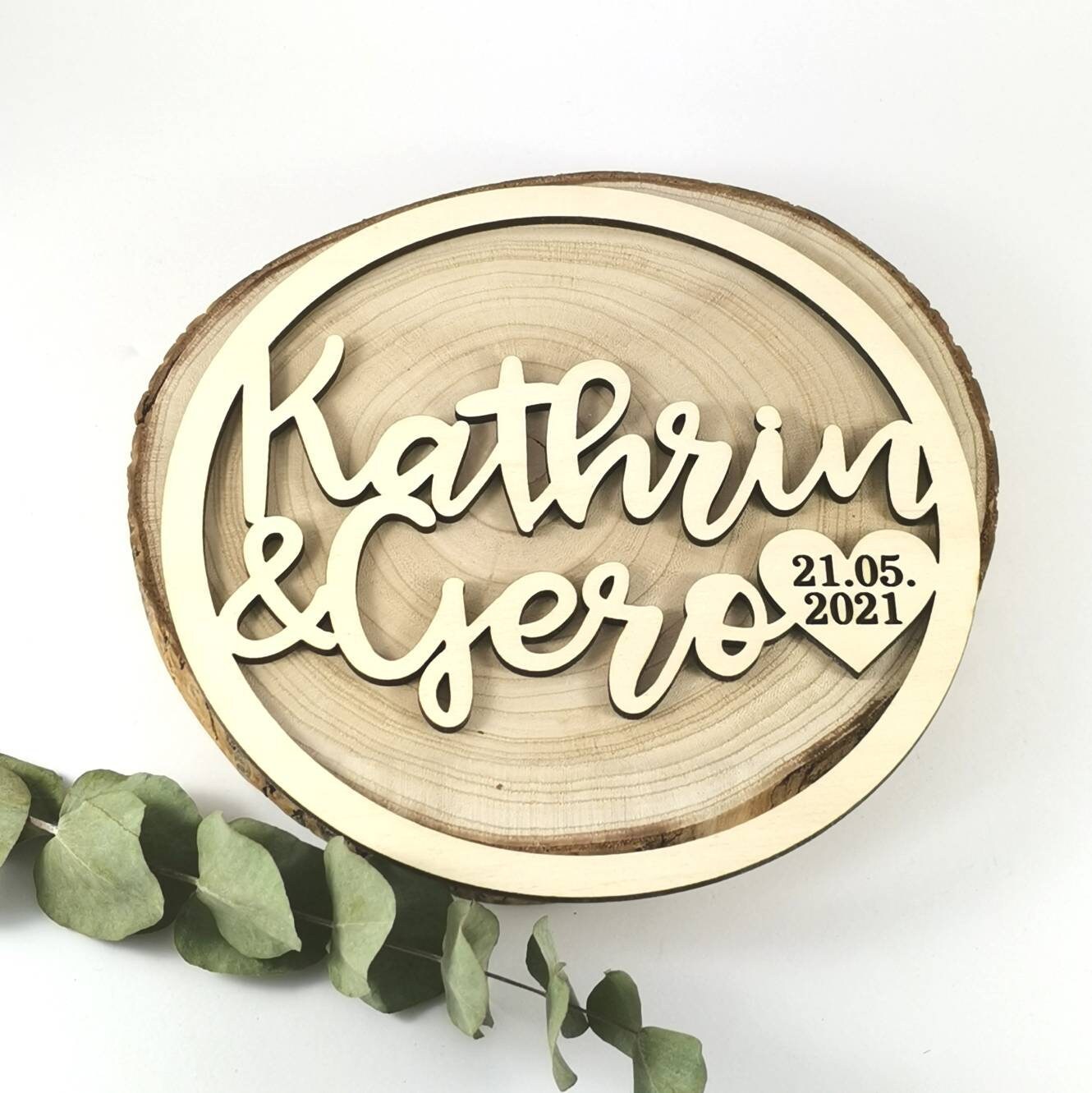 Round Wooden Sign Wedding Sign Wedding Gift Wooden Name | Etsy