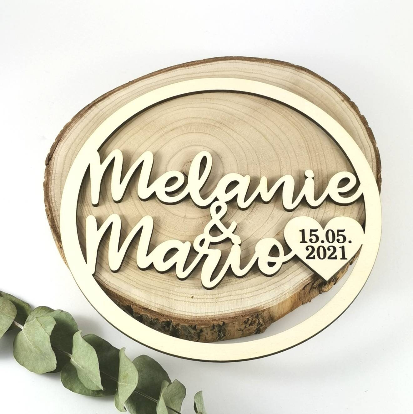 Round Wooden Sign Wedding Sign Wedding Gift Wooden Name | Etsy