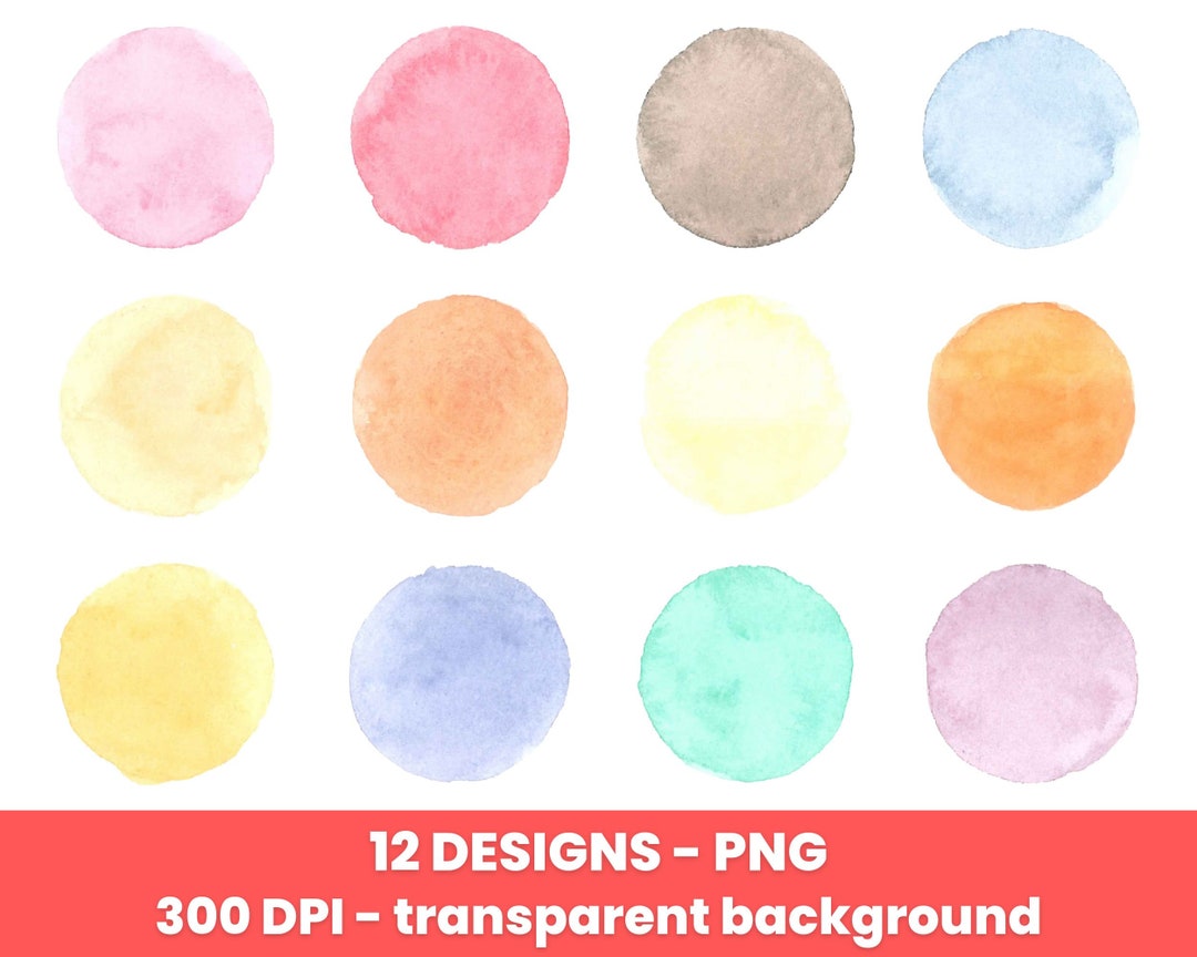 Round Watercolor Badge Clipart Set – Instant Download, Personal Use ...