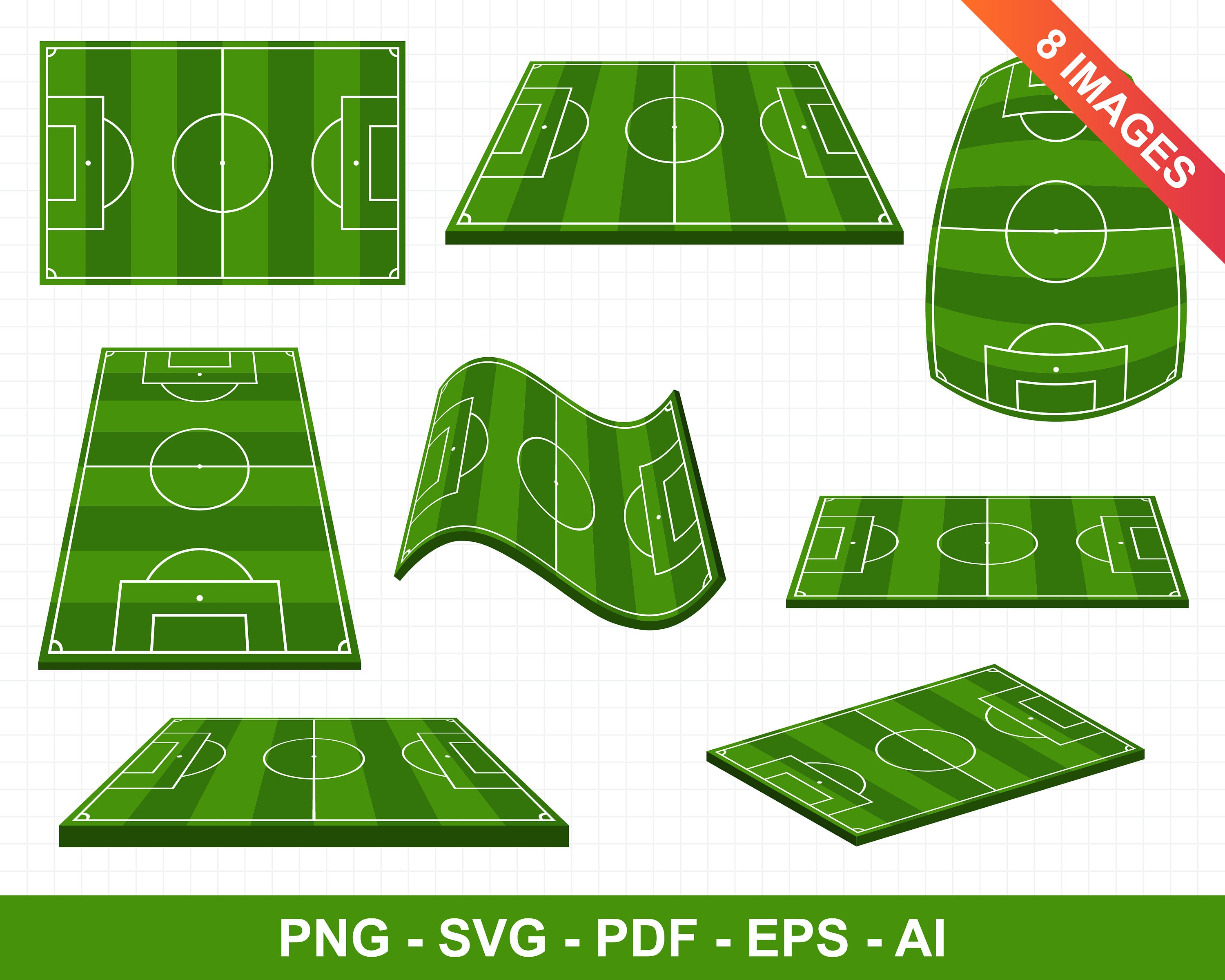 Top View of Football Field Clipart Set, Vector Graphics, Commercial Use ...
