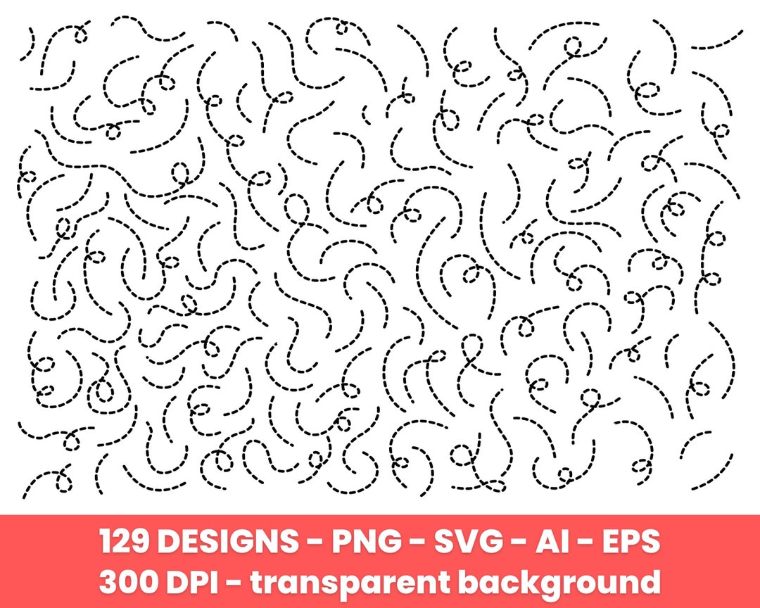 Hand Drawn Dotted Lines Clipart, Curve Line – Clip Art Commercial Use ...