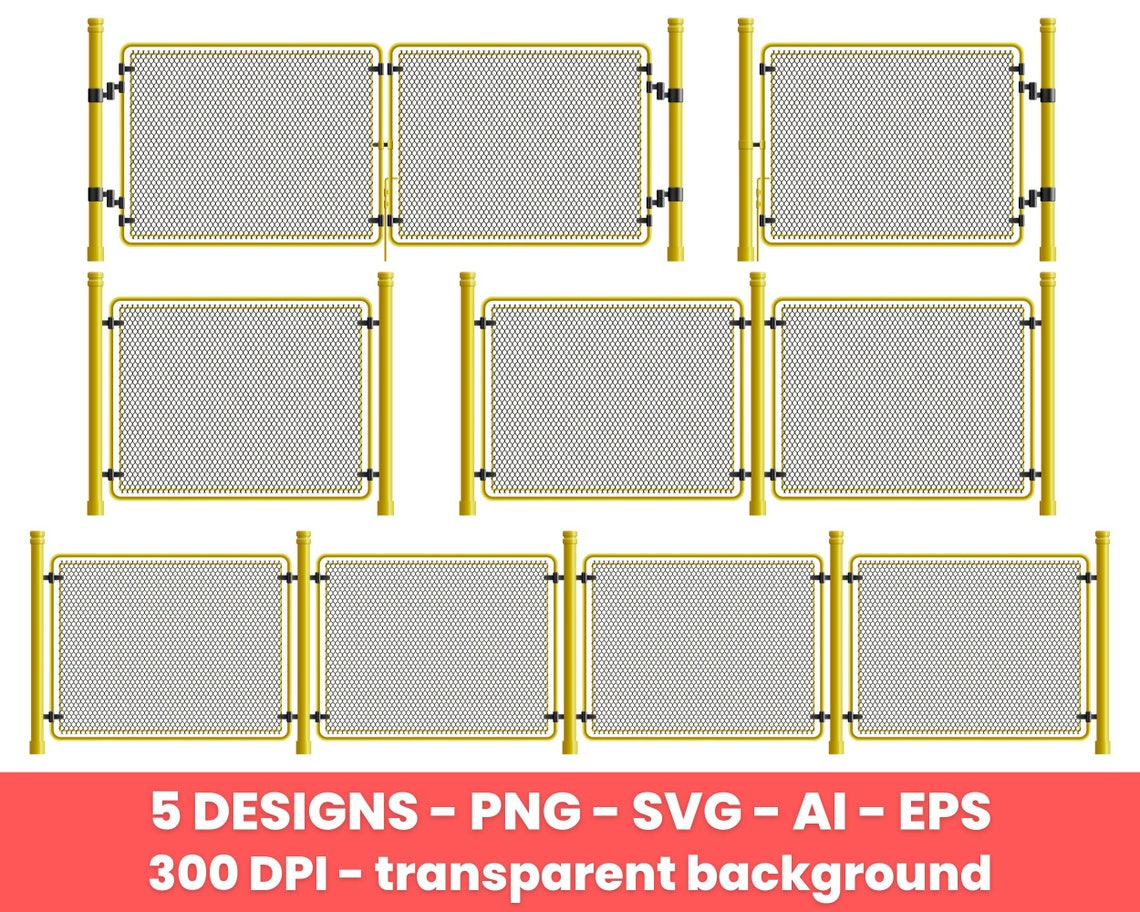 Metal Wire Fence and Gate Clipart, Industrial Fence Clip Art Commercial ...