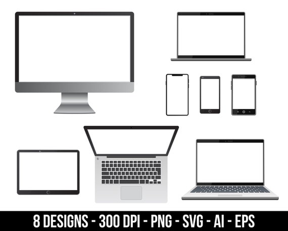 Realistic Devices Mockup Clipart Set. Digital Images or Vector | Etsy