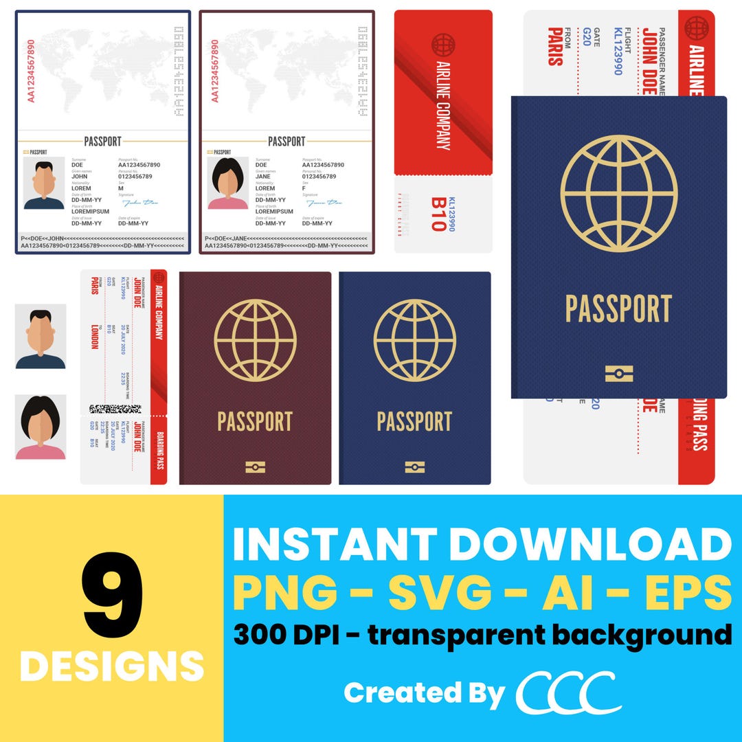 Passport and Boarding Pass Clipart - Clip Art Commercial Use, Vector ...
