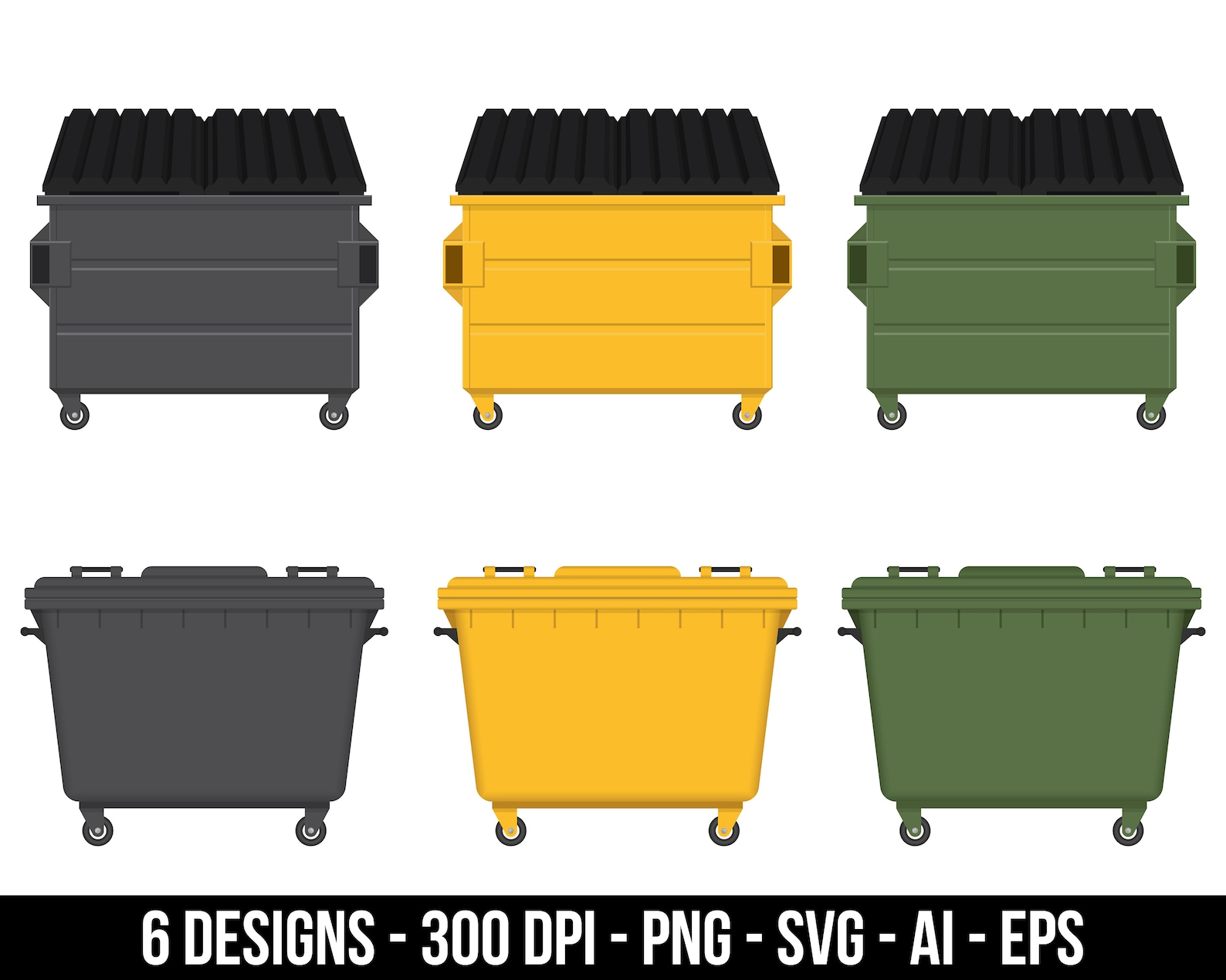 Dumpster Clipart Set. Digital Images or Vector Graphics for Commercial ...