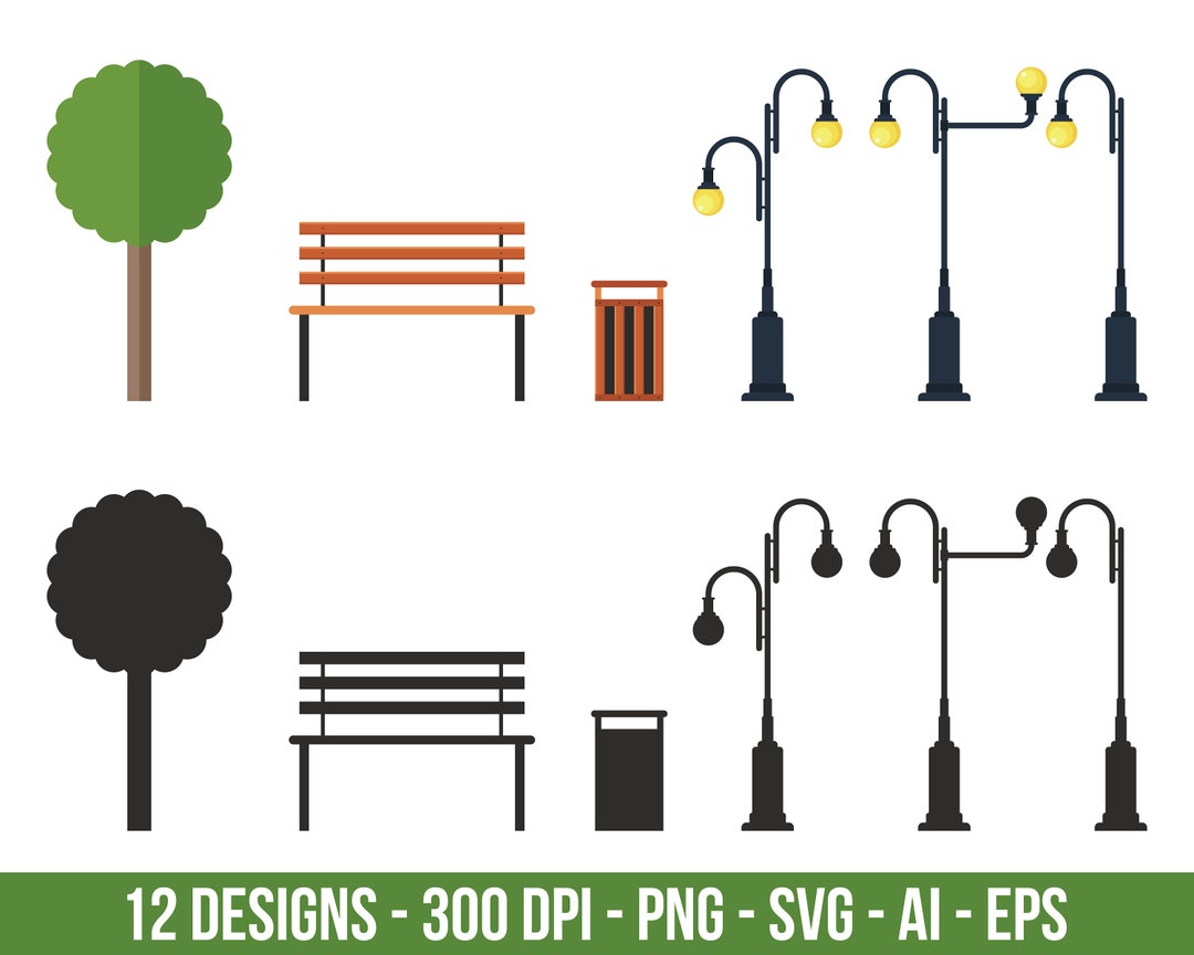 Park Elements Clipart Set. Digital Images or Vector Graphics for ...