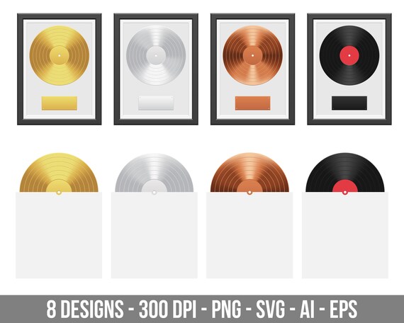 Gold Silver and Bronze Vinyl Record Clipart Set. Digital - Etsy