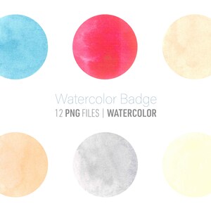 Round Watercolor Badge Clipart Set Instant Download | Etsy