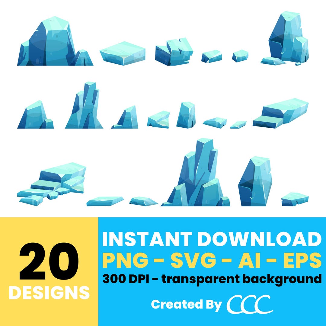 Blue Ice Crystal in Cartoon Style Clipart Clip Art Commercial Use ...