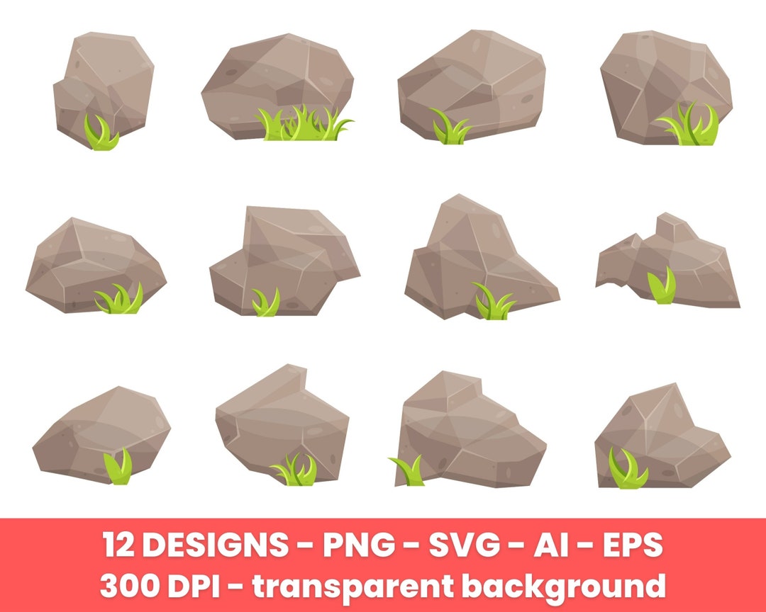 Rock, Stones and Boulders Clipart, Cartoon Rocks – Clip Art Commercial ...