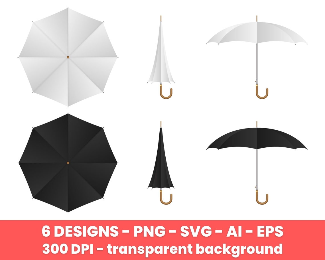 Umbrella Clipart Set. Digital Images or Vector Graphics for Commercial ...