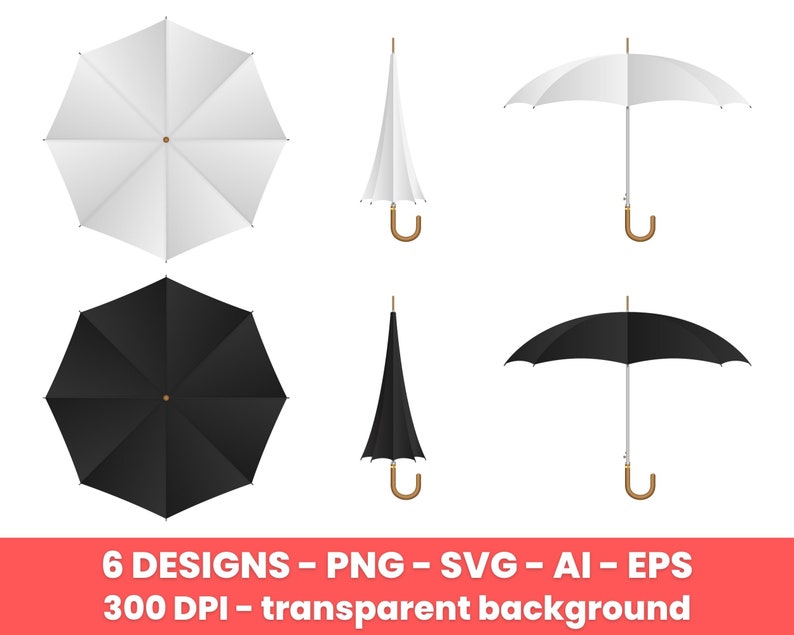 Umbrella Clipart Set. Digital Images or Vector Graphics for Commercial ...