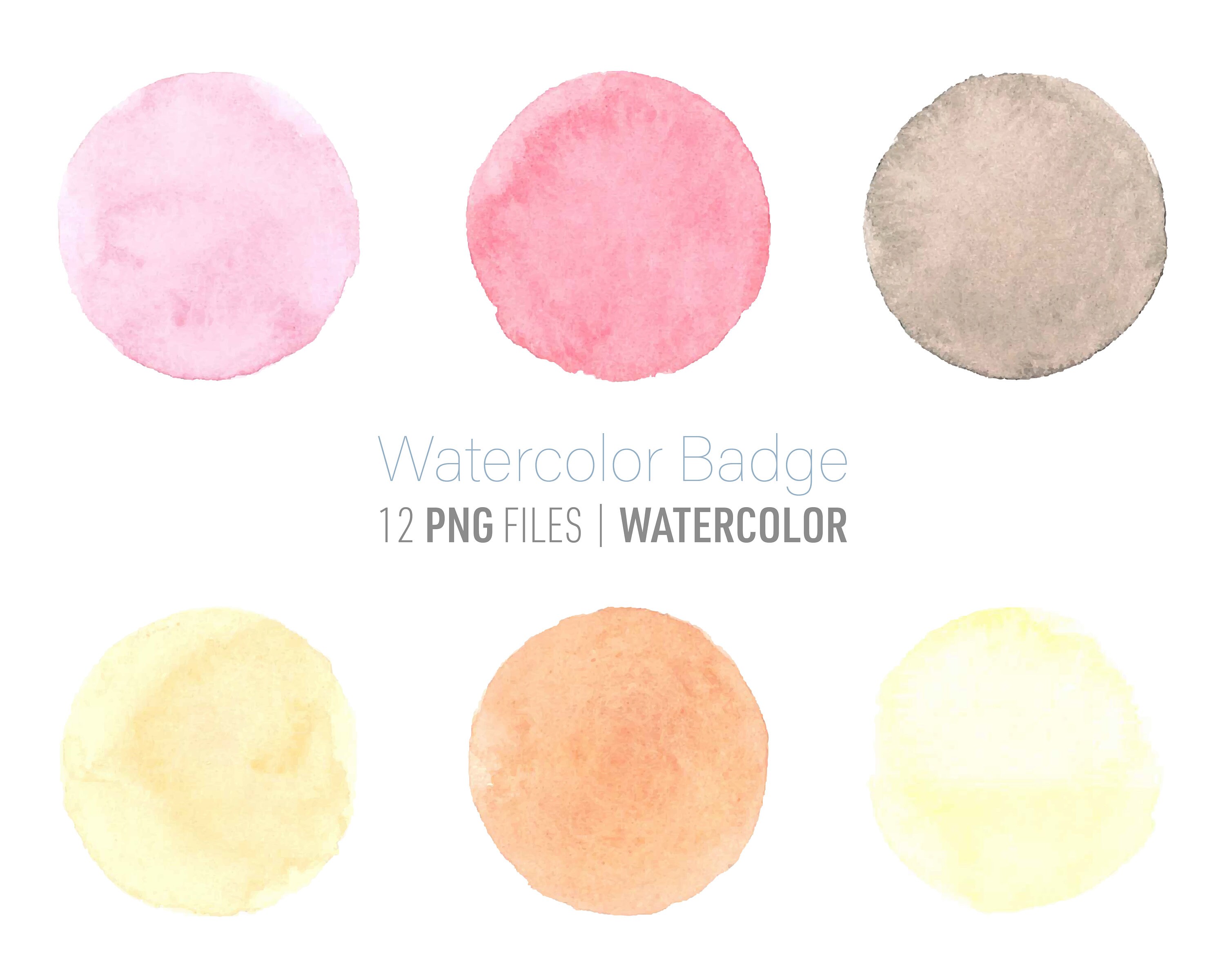 Round Watercolor Badge Clipart Set Instant Download | Etsy