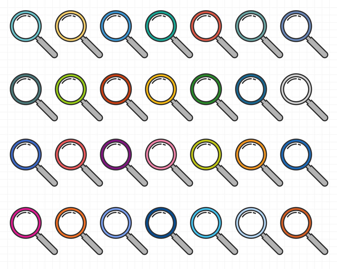 Magnifying Glass Clipart Set, Vector Graphics, Commercial Use, Digital ...