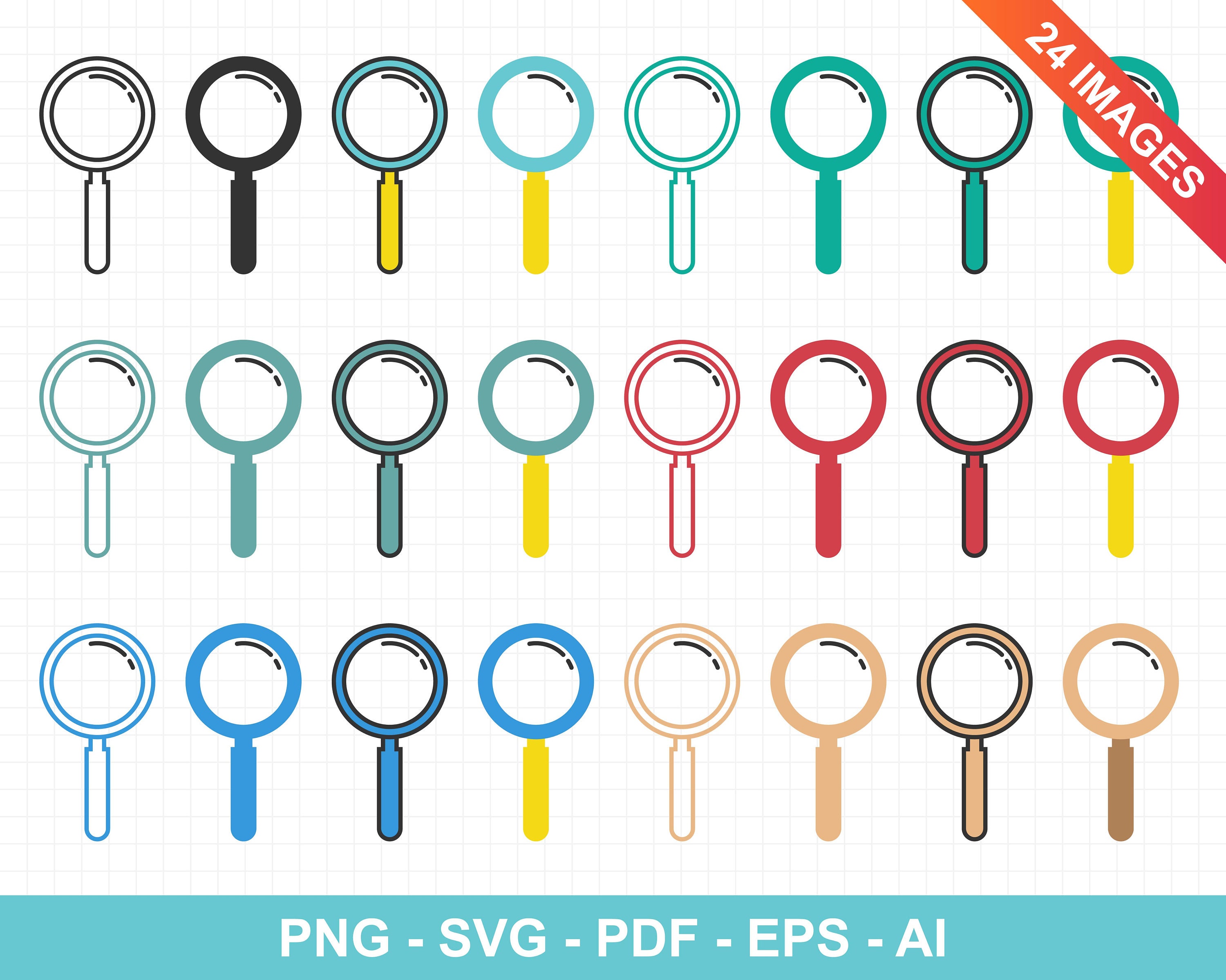 Magnifying Glass Clipart Set, Vector Graphics, Commercial Use, Digital ...
