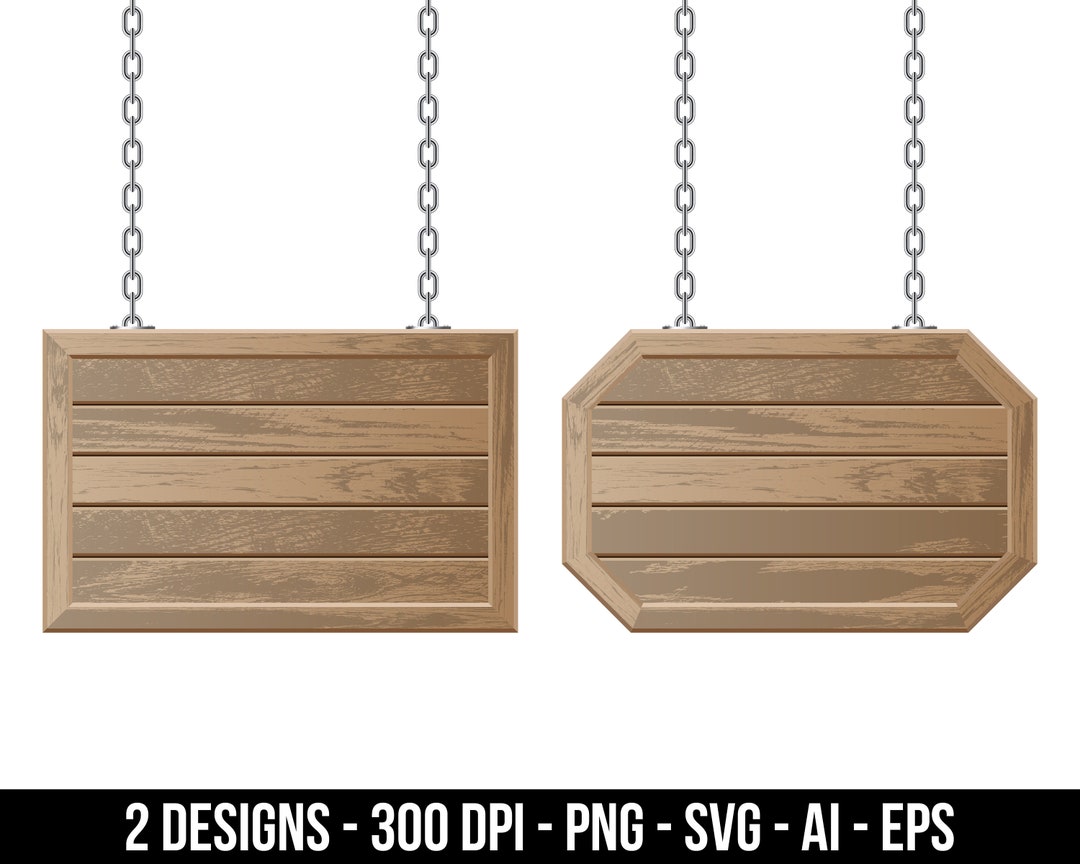 Wooden Boards With Chain Clipart Set. Digital Images or Vector Graphics ...