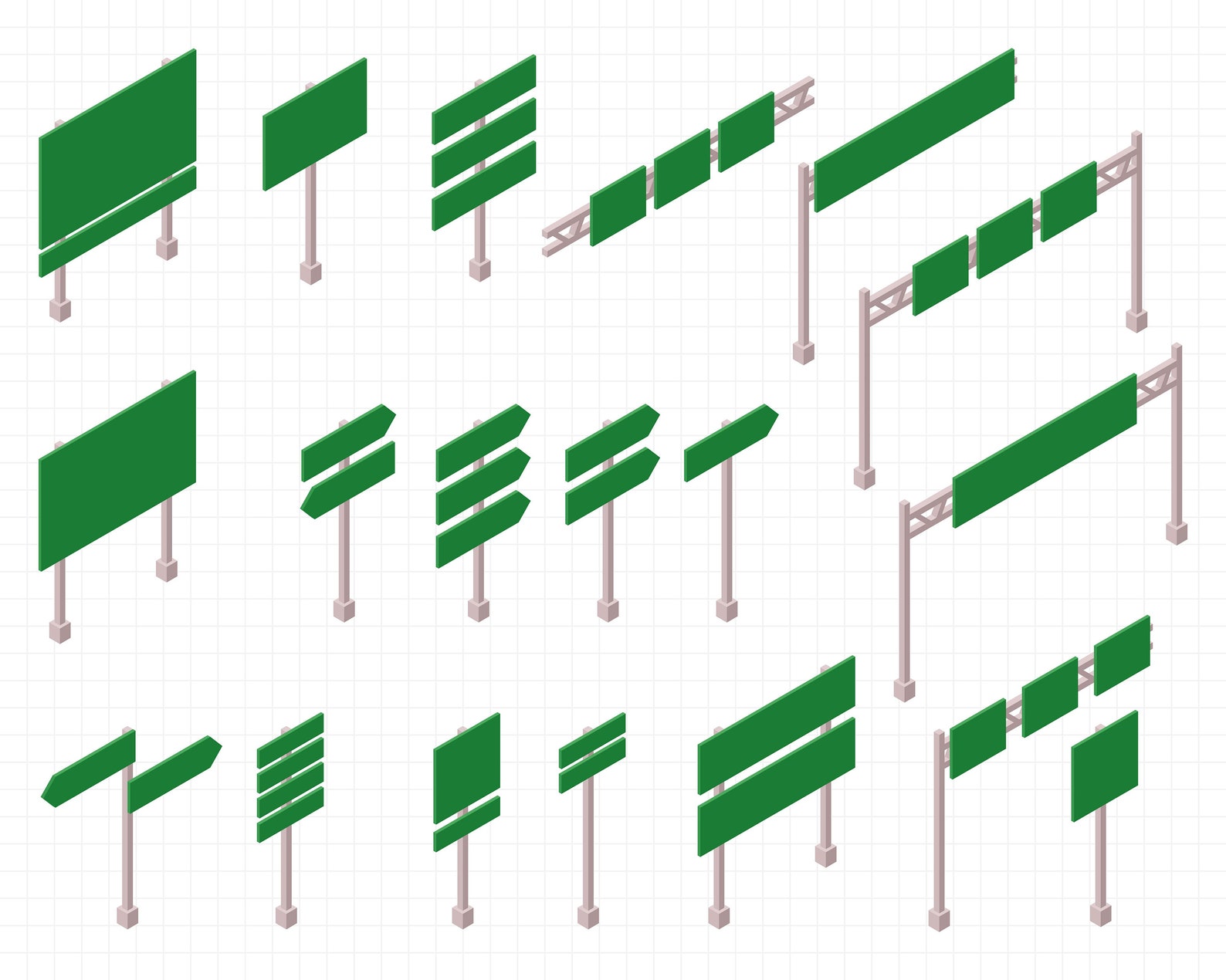 Isometric Road Signs Clipart Set, Signboard Vector Graphics, Commercial ...