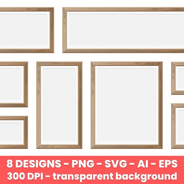 Digital Wooden Frame Clipart - Etsy