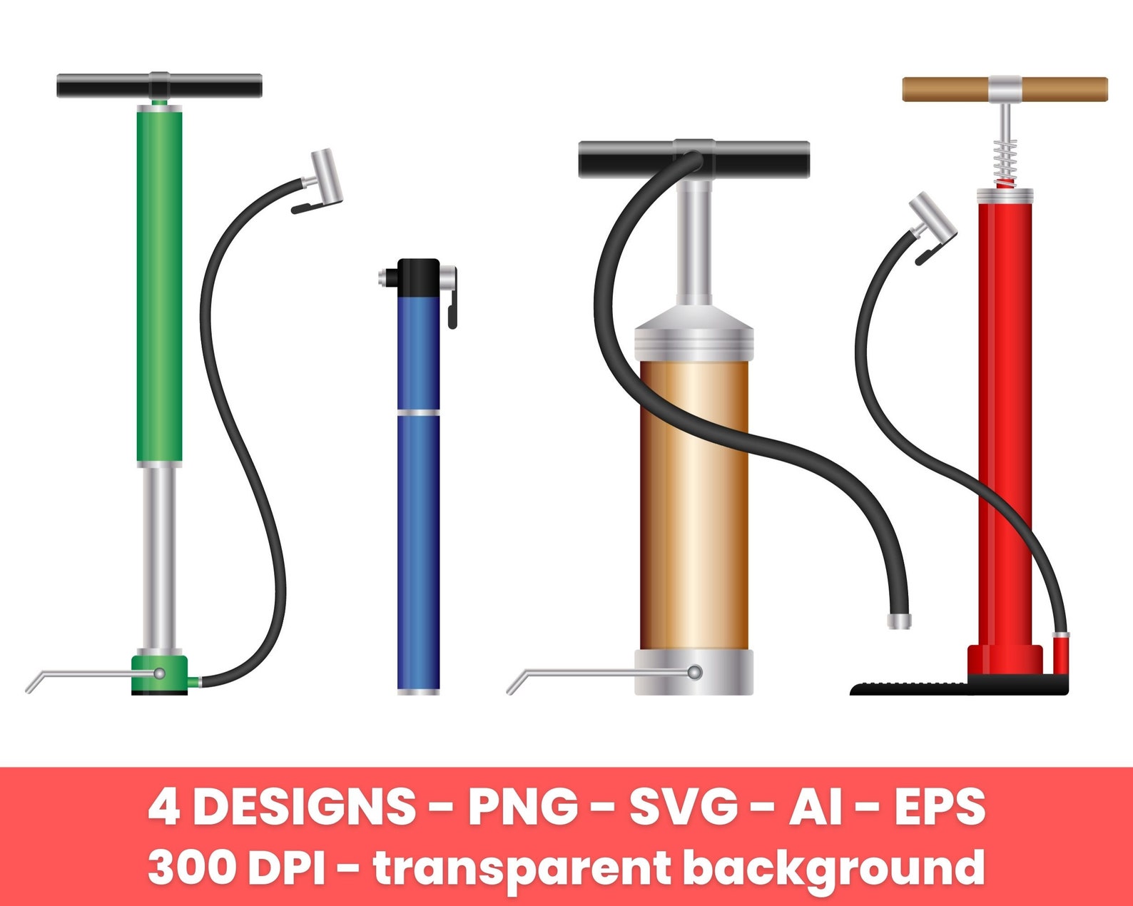 Air Pump Clipart Set. Digital Images or Vector Graphics for Commercial ...