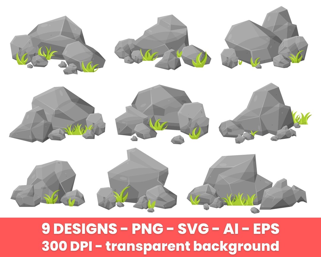 Rock, Stones and Boulders Clipart, Cartoon Rocks – Clip Art Commercial ...