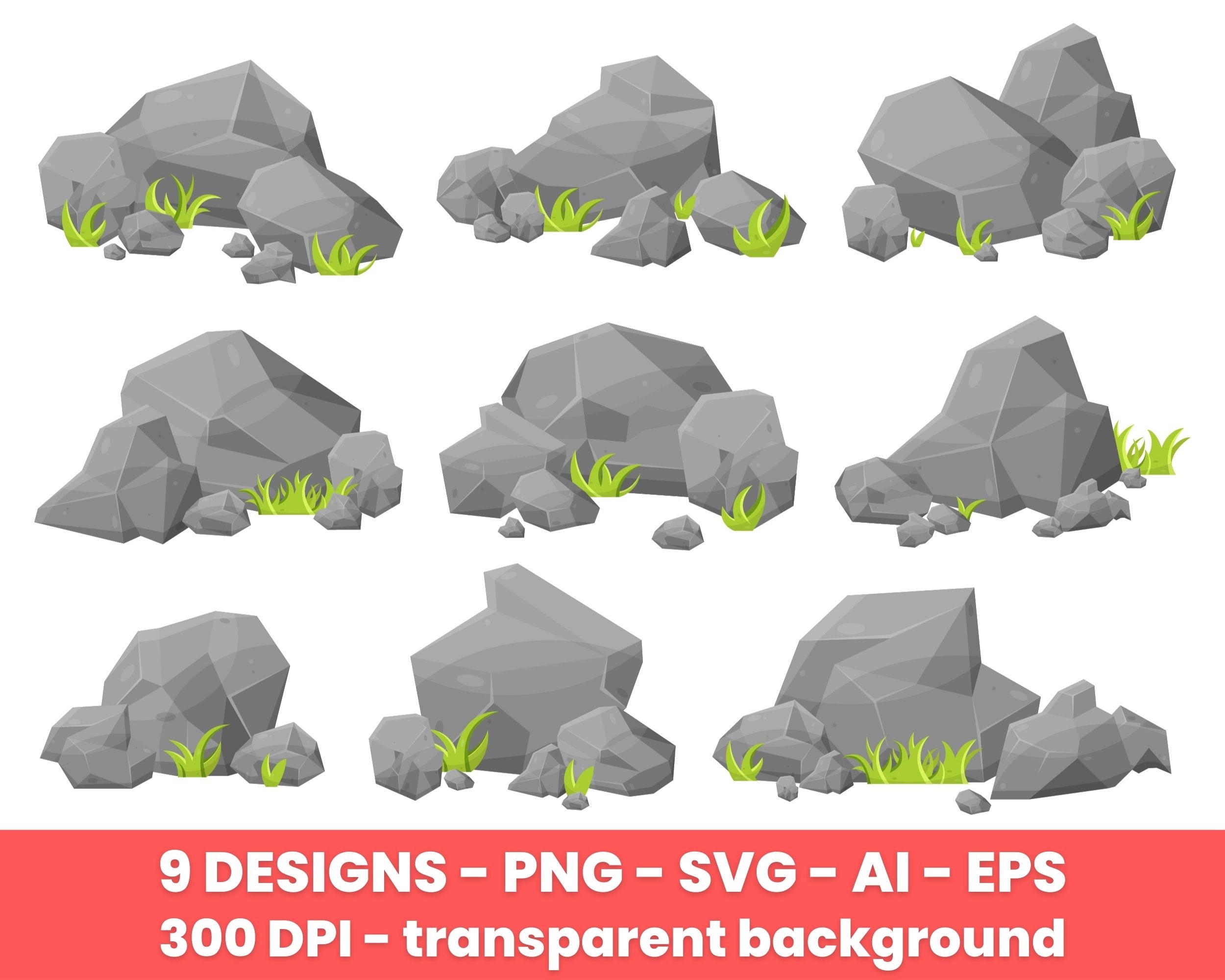 Rock, Stones and Boulders Clipart, Cartoon Rocks – Clip Art Commercial ...