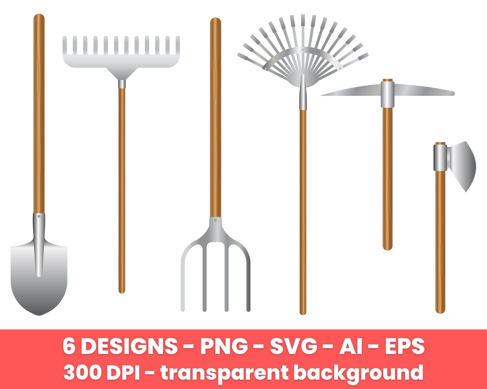 Gardening Tools Clipart Set. Digital Images or Vector Graphics - Etsy