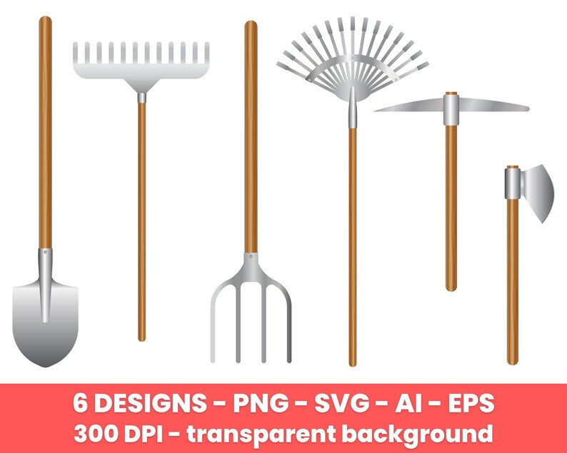 Gardening Tools Clipart Set. Digital Images or Vector Graphics for ...