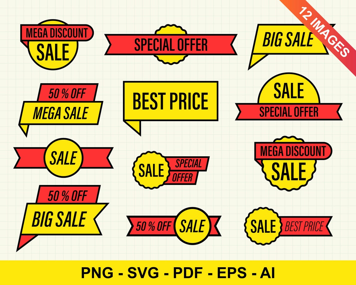 Vintage Special Offer Sale Tag Clipart Set Vector Graphics - Etsy
