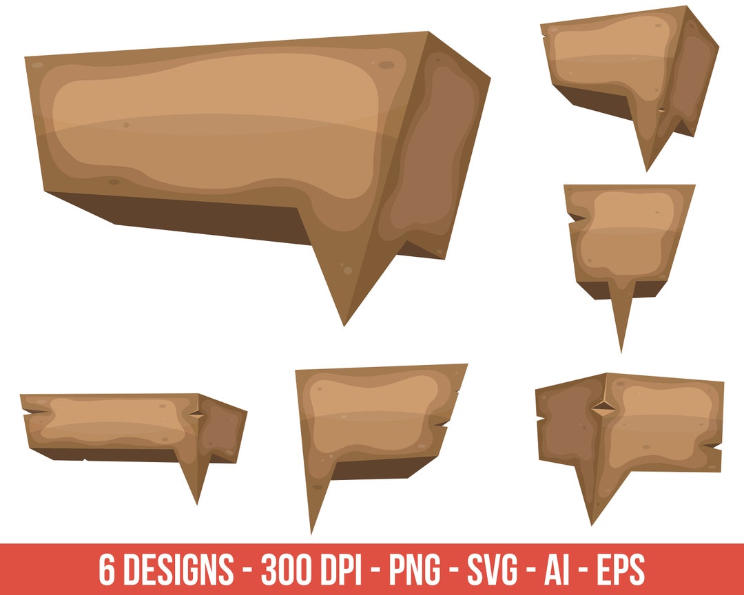 Wooden Speech Bubble in Cartoon Style Clipart – Clip Art Commercial Use ...