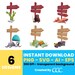 Rustic Directional Sign Clipart – Wooden Signpost Graphics With Scenic ...