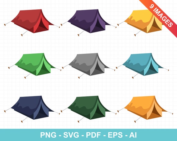 Camping Tent Clip Art Set Vector Graphics Commercial Use | Etsy