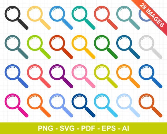 Magnifying Glass Clipart Set Vector Graphics Commercial Use - Etsy