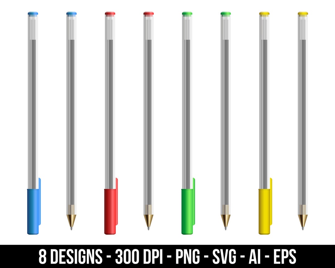Realistic Plastic Pen Clipart Set. Digital Images or Vector Graphics ...