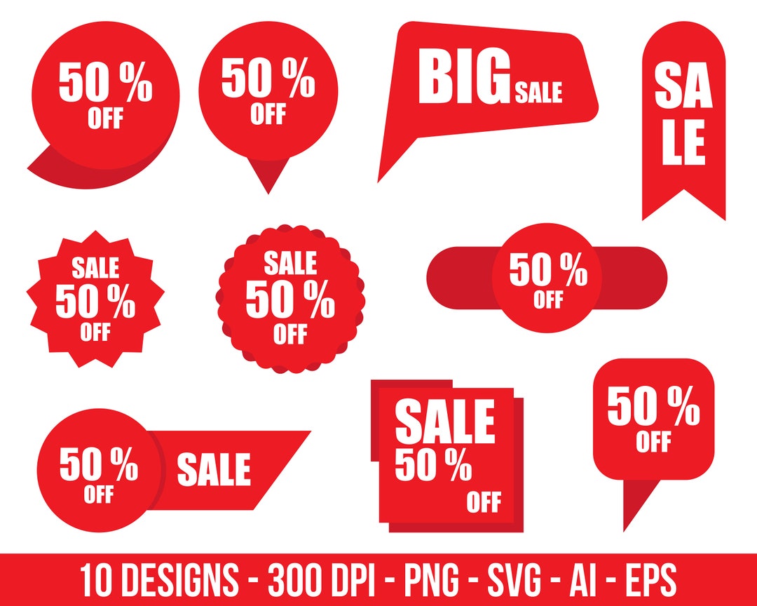 Discount Stickers Clipart Set. Digital Images or Vector Graphics for ...