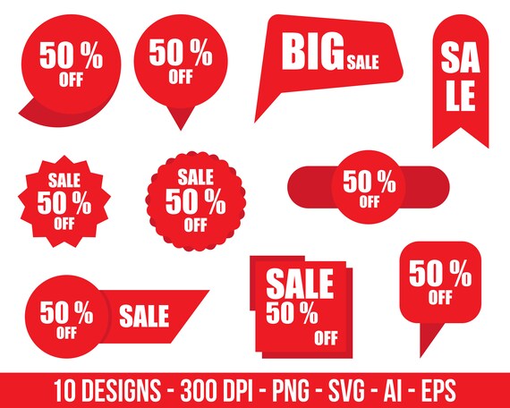 Discount Stickers Clipart Set. Digital Images or Vector | Etsy