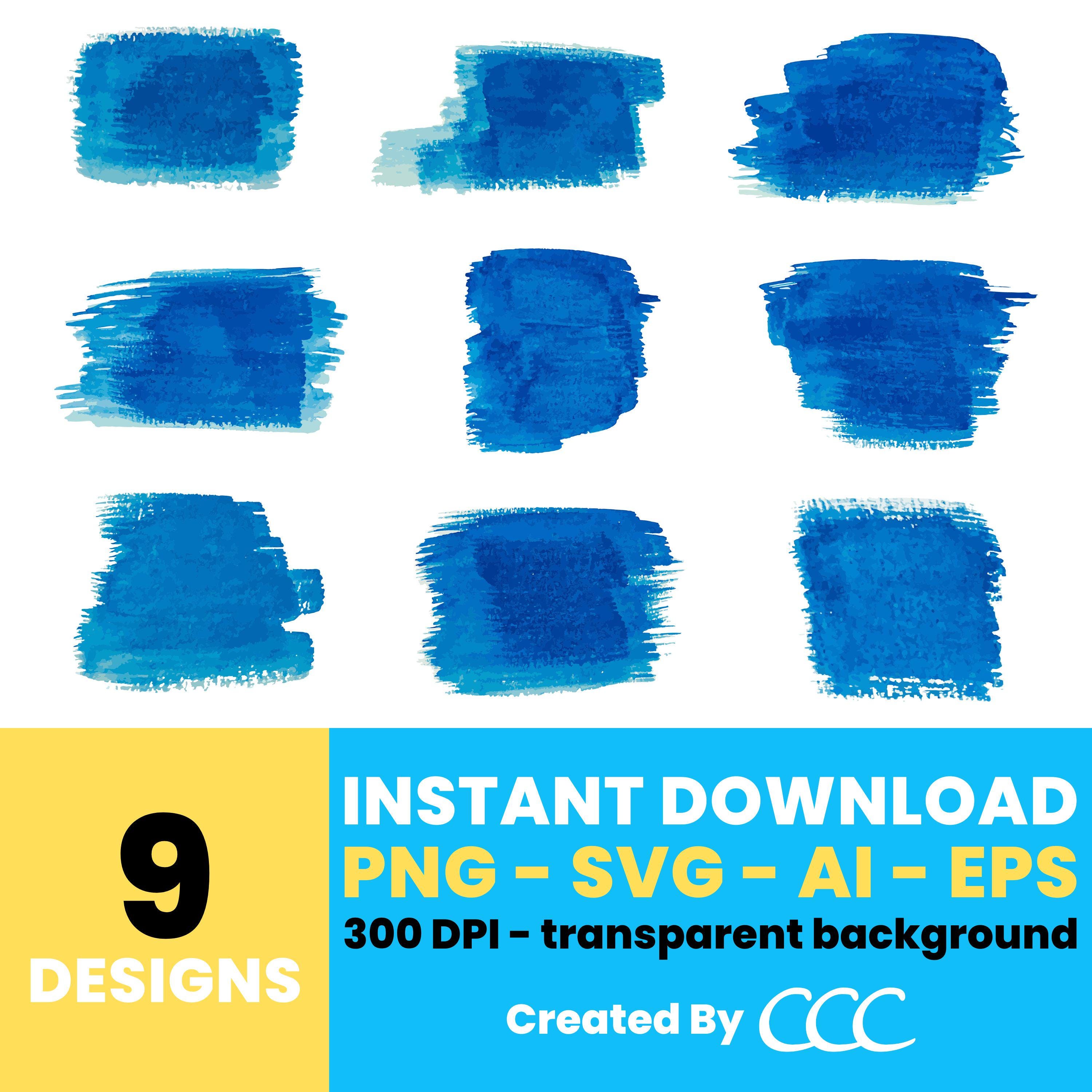 Blue Watercolor Brush Strokes Clipart – Digital Paint Strokes, Vector ...