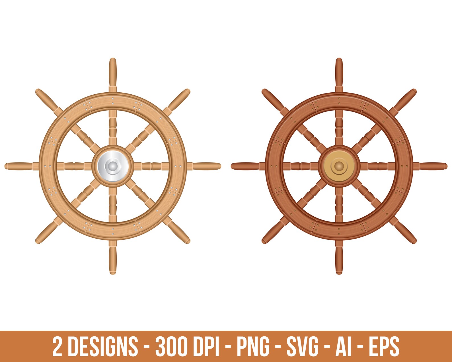 Wooden Ship Wheel Clipart Set. Digital Images or Vector Graphics for ...
