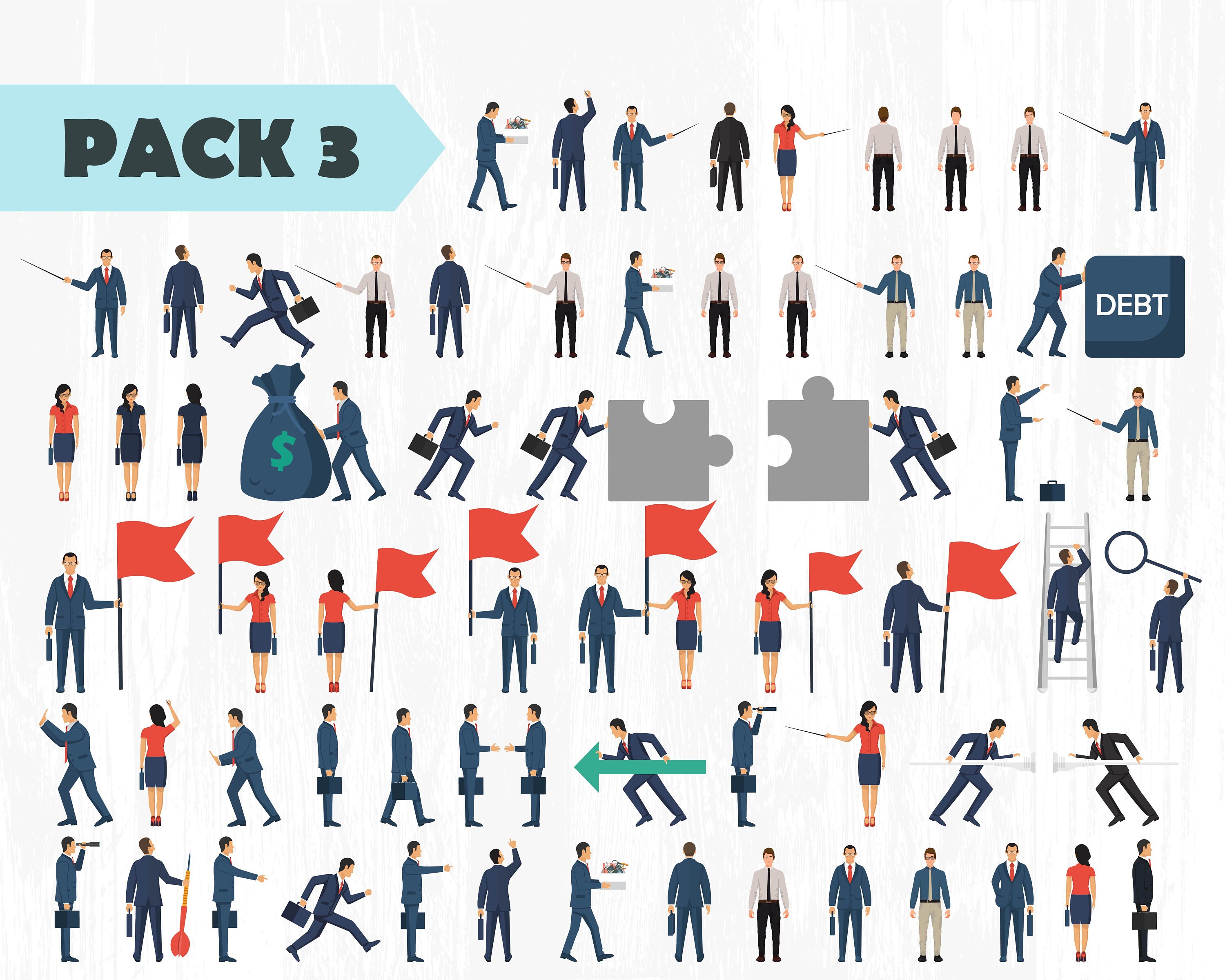 Man & Woman Character Package Clipart. People Businessman - Etsy