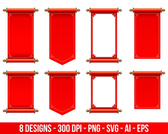 Red Ancient Scrolls Clipart Set. Digital Images or Vector - Etsy
