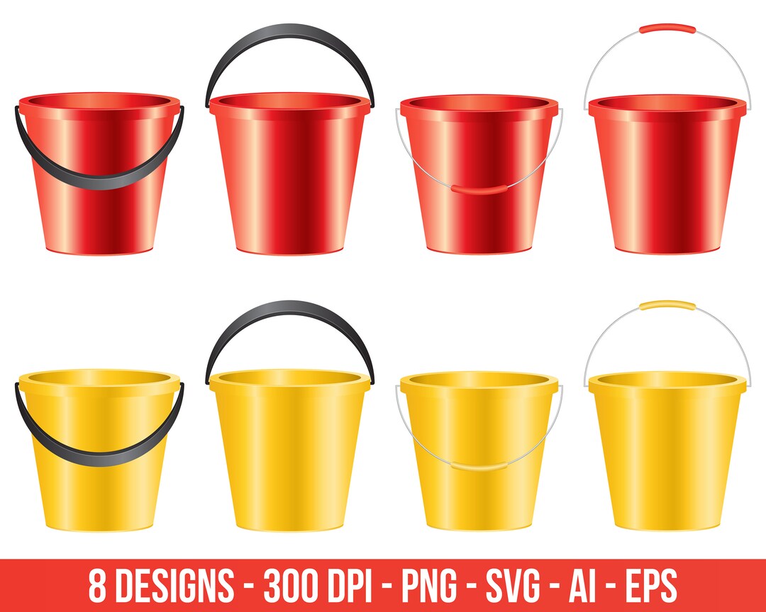 Realistic Bucket Clipart Set. Digital Images or Vector Graphics for ...