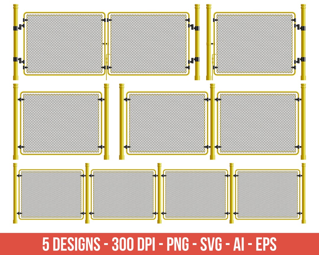 Metal Wire Fence and Gate Clipart, Industrial Fence – Clip Art ...
