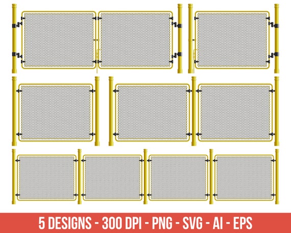 Metal Wire Fence and Gate Clipart Industrial Fence Clip Art - Etsy